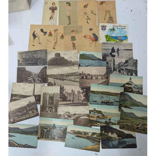 Early 20th century French postcards to include eight saucy examples and ...