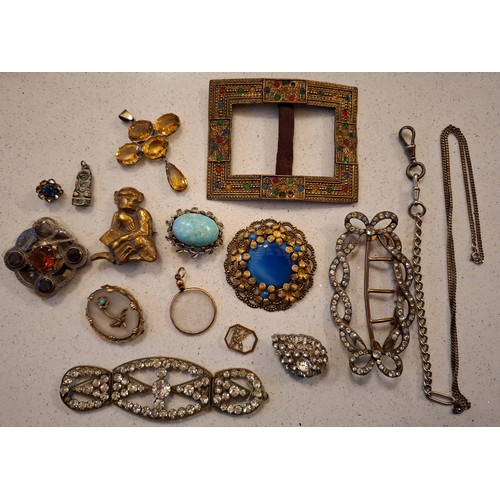 Victorian and later items to include white paste stone buckles, a ...
