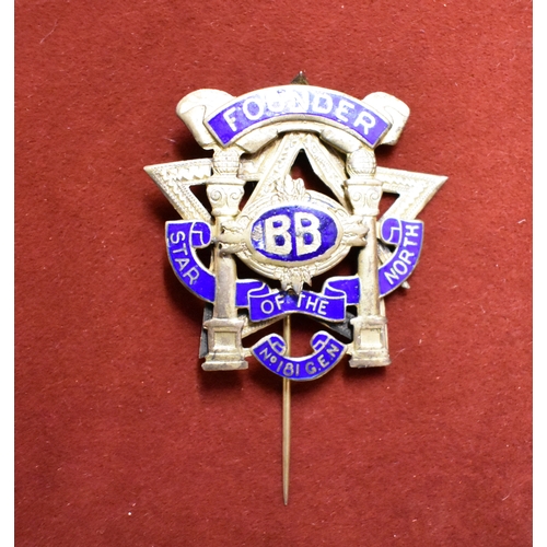 Masonic Founders badge or jewel in gilt and enamel 'Founders' in a ...