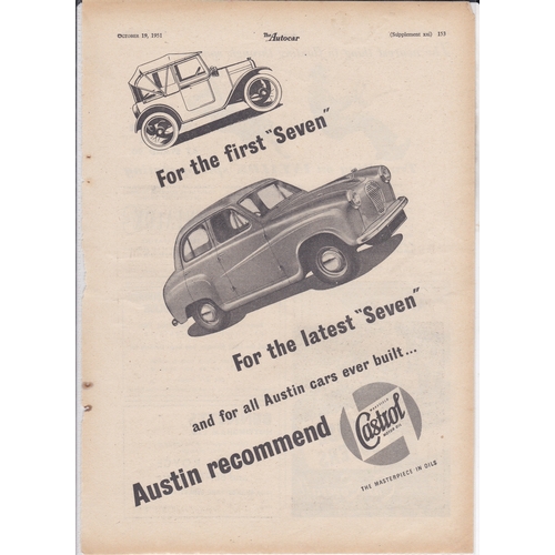 Castrol Oil/Austin 1951- full page black and white advertisement-'For the