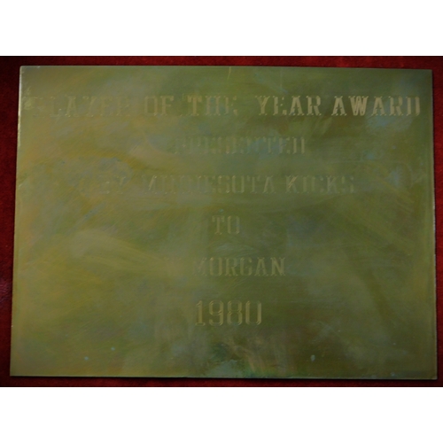 A brass trophy presented to Willie Morgan former Burnley and Manchester ...