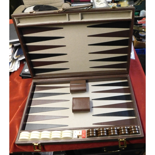Games. Backgammon. Large (full size) set in case. Complete, very good ...