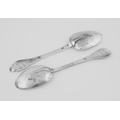 A PAIR OF SIMILAR WILLIAM III WEST COUNTRY LACE-BACK TREFID SPOONS ...