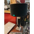 Pair of Chrome & Black Column Lights with Black Shades (Shade 37cm D ...