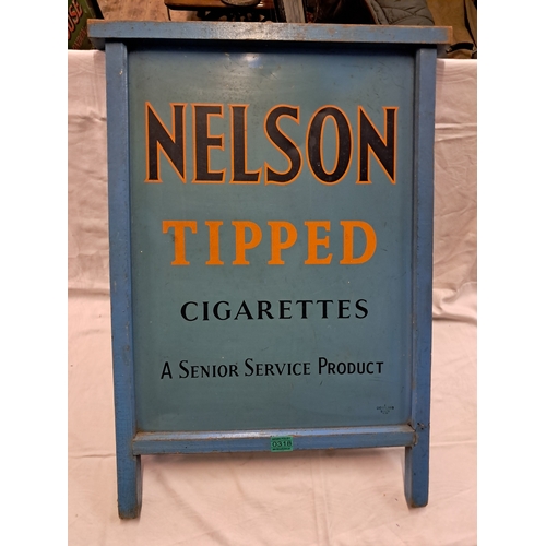 Original Antique Nelson Cigarettes Tin Sign in Pine Frame (54cmx 76cm)