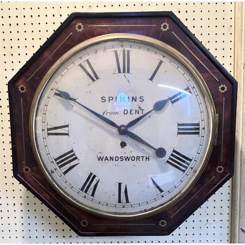 A 19th century wall clock, the 37 cm diameter dial signed Spikins from ...