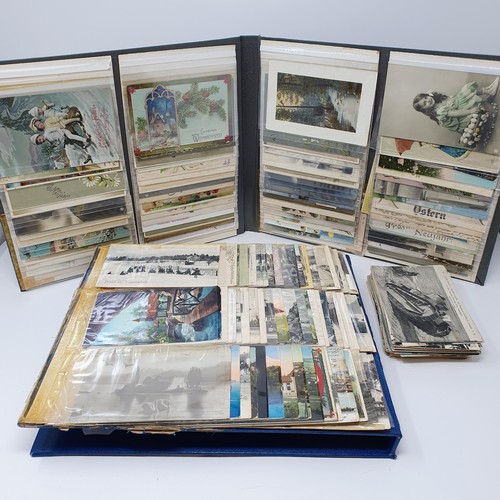Two albums of postcards, and assorted loose postcards (3)