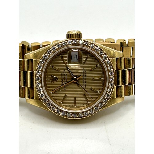 A ladies 18ct gold Rolex Oyster Perpetual Datejust, Superlative Chronometer wristwatch, with date ap