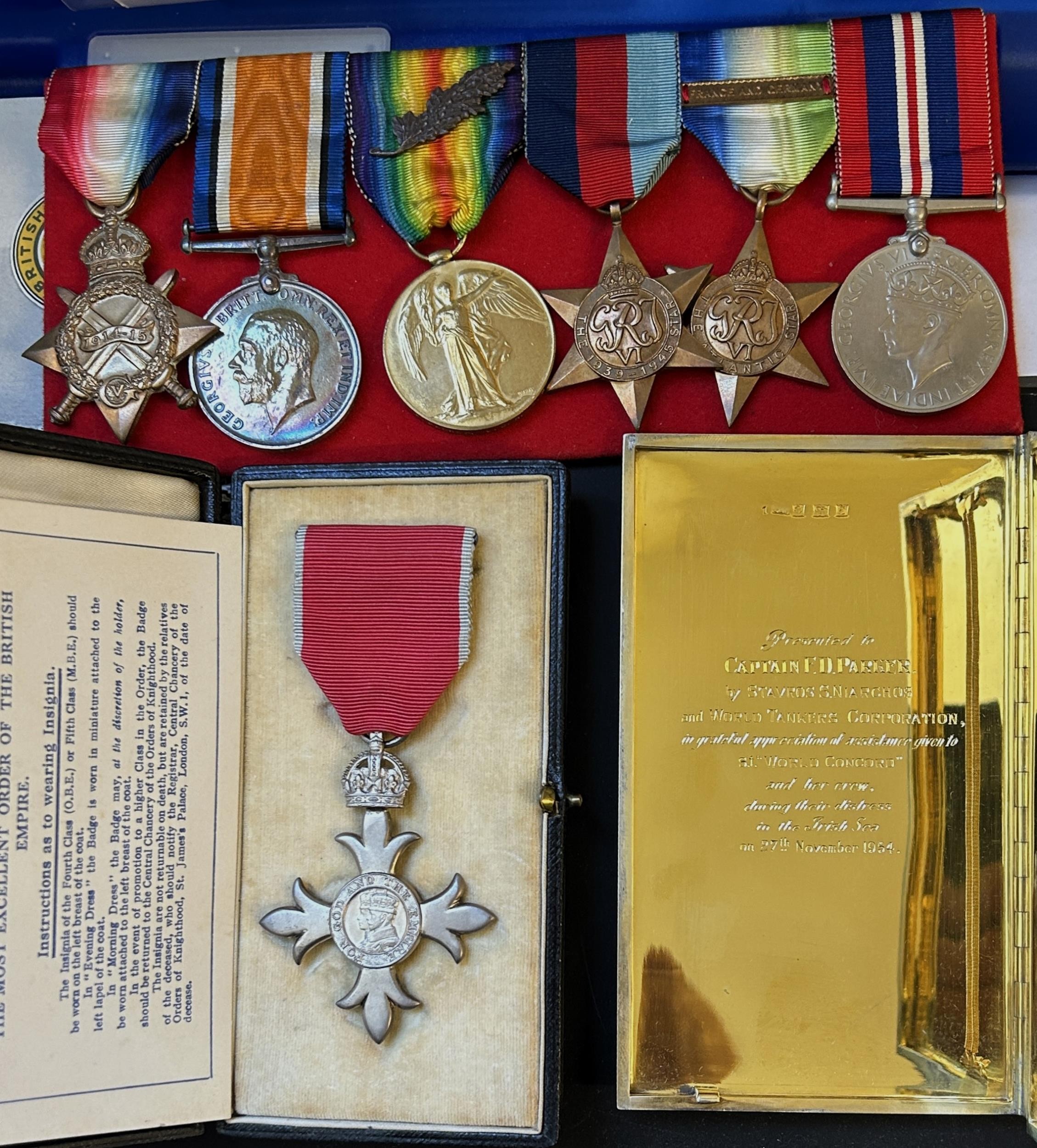 A group of seven medals, awarded to Captain Frederick Daniel Parker ...