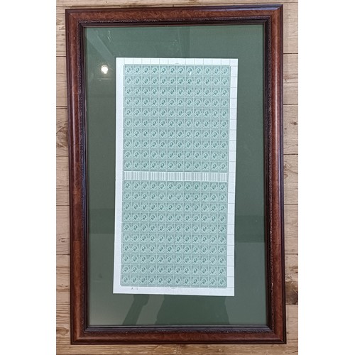 A framed sheet of stamps