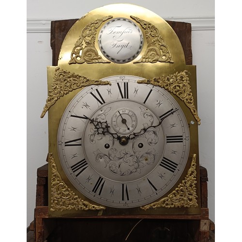 A longcase clock, fitted an eight day movement, striking on a bell, in ...