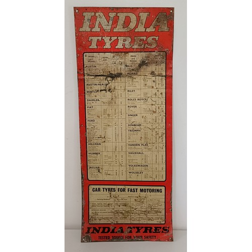 An India Tyres metal forecourt sign, 75 x 30.5 cm