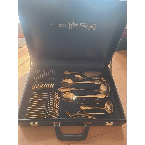 Sbs Bestecke Solingen 23/24 Karat Gold Plated Cutlery Set 70 Pieces In This Set Including Serving Cu