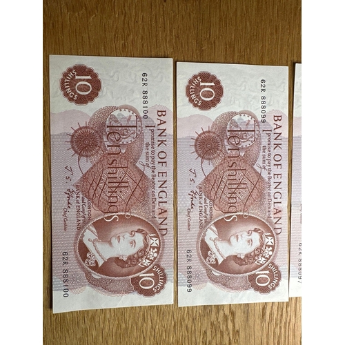 4 X Crisp Ten Shilling Notes Consecutive Fforde 62R888098 - 100 (One ...