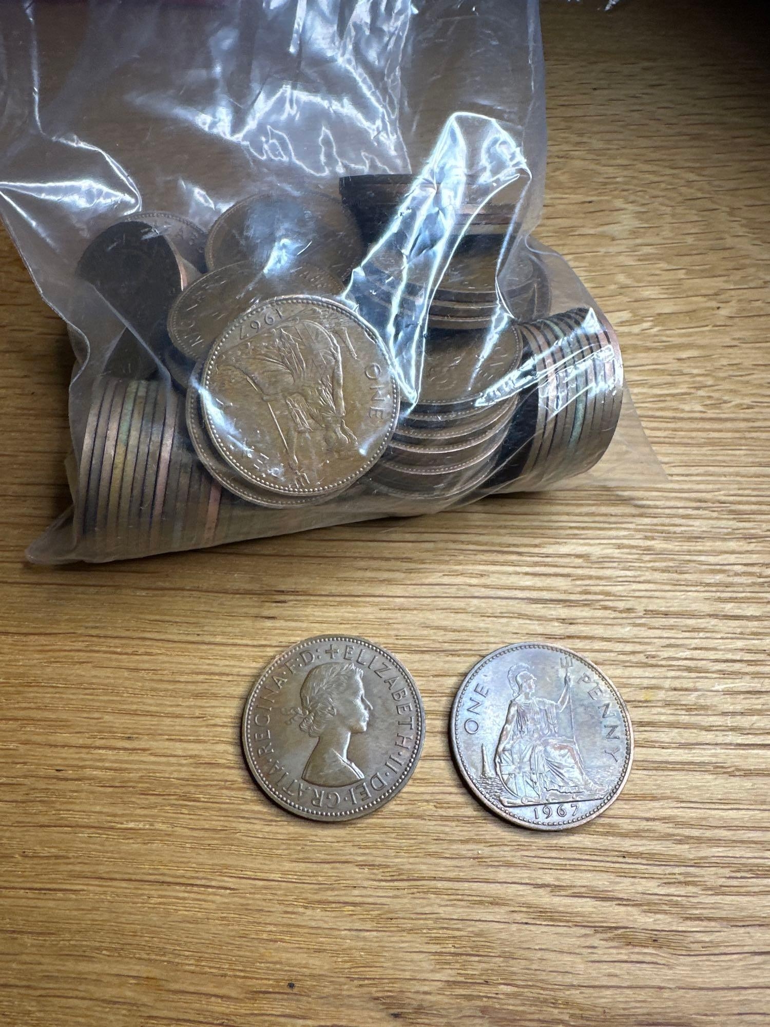 100 X 1967 Queen Elizabeth Pennies