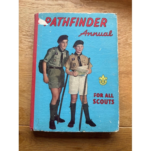 7 x Scout books and pack of playing cards. 5 x pathfinder scout annuals ...