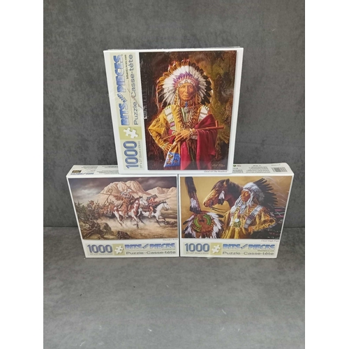 3 native Indian inspired jigsaw puzzles by bits and pieces all new ...