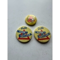 Three times vintage ice cream Tim badges walls, ice cream and Mr. Whippy.