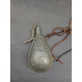 Vintage pewter powder flask as pictured