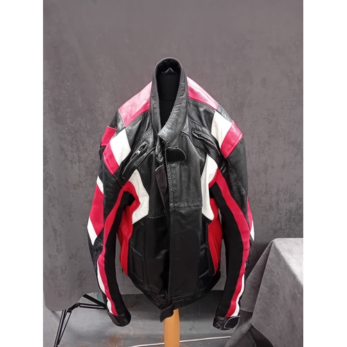 Texpeed Motorcycle Apparel Red White and Black Leather motorbike Jacket ...