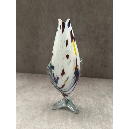 Murano Fish Vase, with blue, red and yellow glass.&