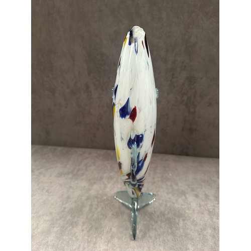 Murano Fish Vase, with blue, red and yellow glass.&