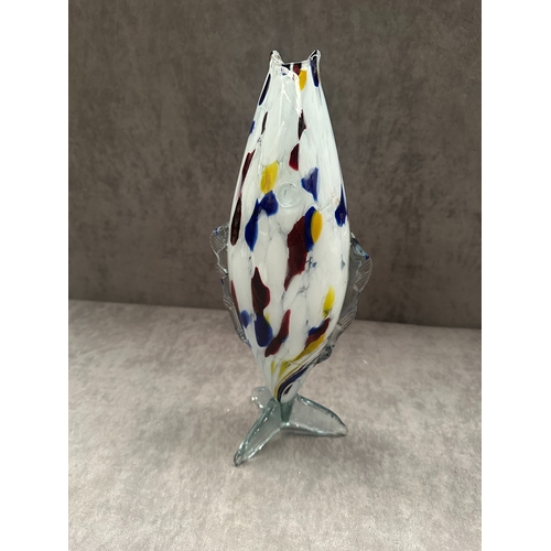 Murano Fish Vase, with blue, red and yellow glass.&