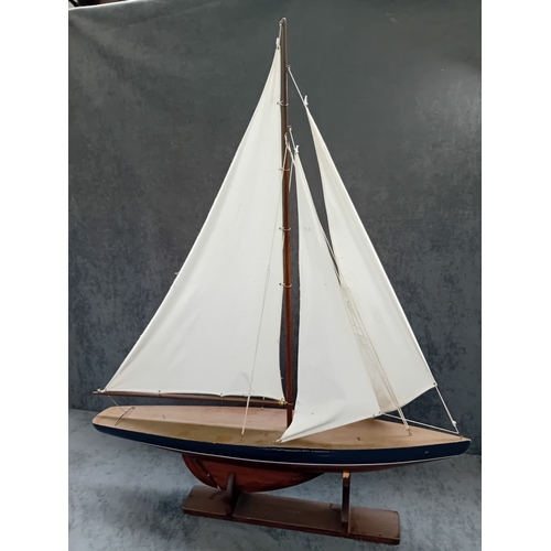 Large wooden model sail boat with stand size is 97cm long 118cm high ...