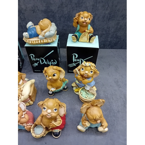 A collection of Pendelfin hand-painted Stone Craft rabbit figurines ...