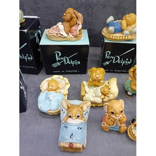 A collection of Pendelfin hand-painted Stone Craft rabbit figurines ...