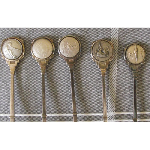 Rare 1930s style plated teaspoons with roundels in handles depicting ...