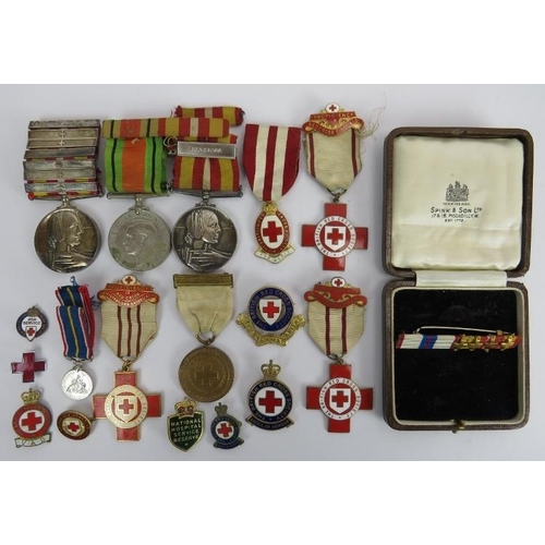 A large collection of Red Cross and Voluntary Medical Service medals ...