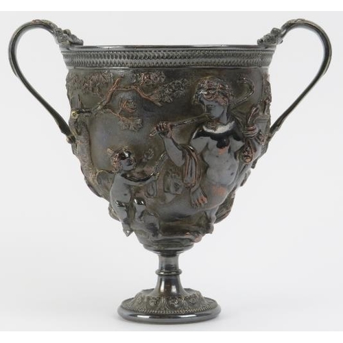 An electroplated replica of a twin handled classical Roman Kantharos ...