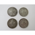 A 1708 Queen Anne silver crown coin and three George IV silver crown ...