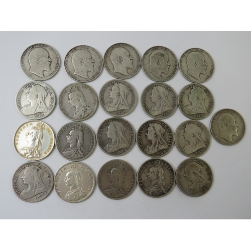 21 x British half crown coins from Queen Victoria - Edward VII. Approx ...