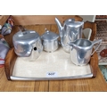 Picquot Ware retro tea set on tray