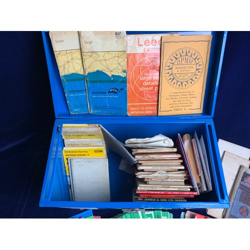 Collection of Vintage Maps in Storage Box - Some dating to 1940 and ...