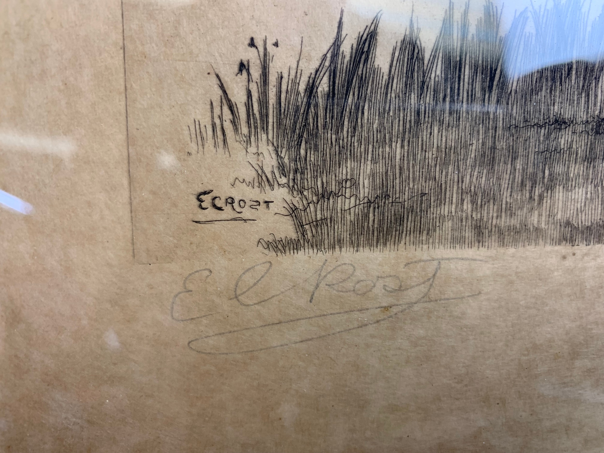 Ernest Christian Rost (E. C. Rost 1866-1940) Pencil Signed Etching