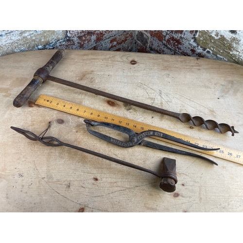 Vintage Tools Inc. Large Bore Manual Drill & Fulton Cast Iron Bunion ...