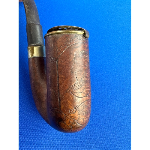 Carved & Decorated Oom-Paul Smoking Pipe, Anglo Saxon War Carving ...