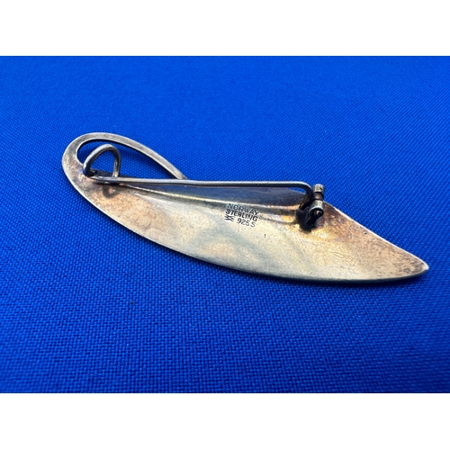 Norwegian Silver and Enamel Brooch. Stamped Norway Sterling 925s with ...