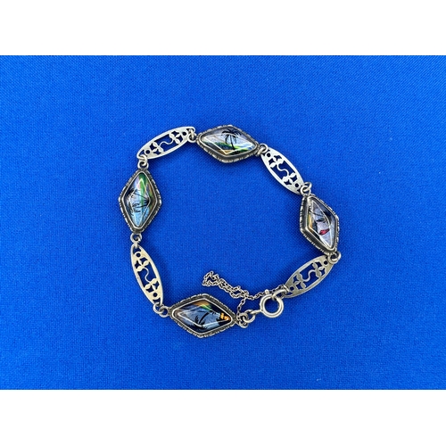 Silver and Butterfly Wing Panel Bracelet by Thomas Mott. Stamped ‘TLM ...
