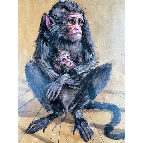 Original Signed Painting Depicting Two Monkeys