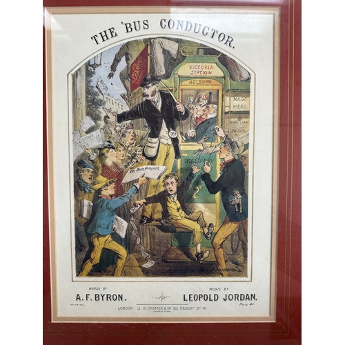 Framed "The Bus Conductor" Sheet Music Cover Print