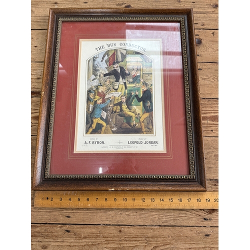 Framed "The Bus Conductor" Sheet Music Cover Print