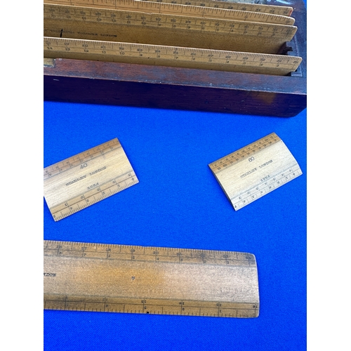 Part Set of Antique Stanley Engine Divided Draughtsman Rulers
