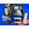 Box of Vintage Model Train Items Including Train Engines etc.