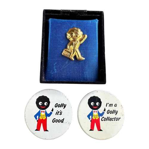 Two Golly Button Badges & Gold 2001 Badge