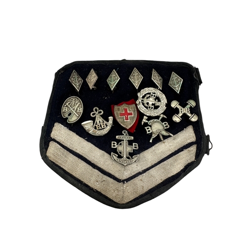 Collection of Boys Brigade Badges Mounted on Shoulder Insignia