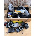 Box of Vintage Cameras & Accessories